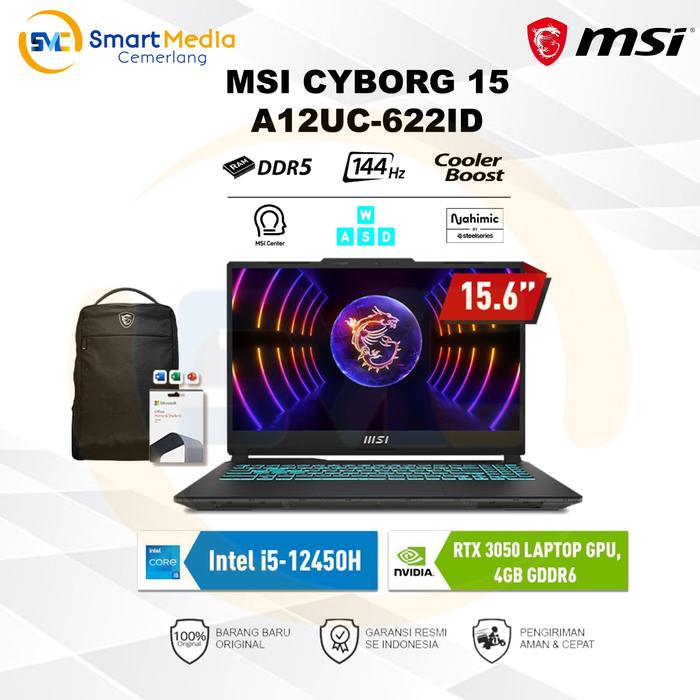 Promo MSI Cyborg 15 A12UC 622|i5-12450H|16G|512G|RTX3050 4GB|15.6 ...