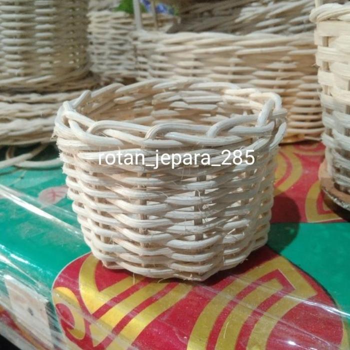 Jual Keranjang Rotan Bulat Mini Kecil,Hiasan Souvenir Parcel Diameter ...