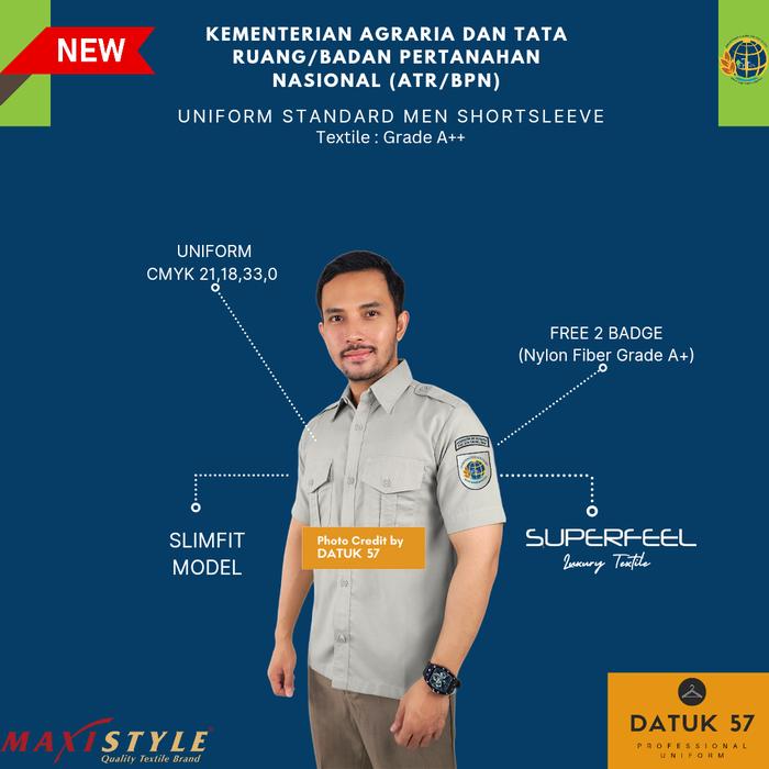 Jual Seragam Kemeja PDH Kementerian ATR BPN Standard Pria - M, Pendek ...