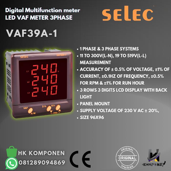 Jual Digital VAF meter selec VAF39A-1 3phase V A Hz meter digital ...