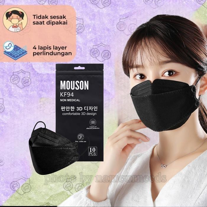 Promo Masker KF94 Mouson 4PLY PREMIUM WARNA HITAM DISPOSABLE MASK - Jakarta Utara - nameurneeds ...