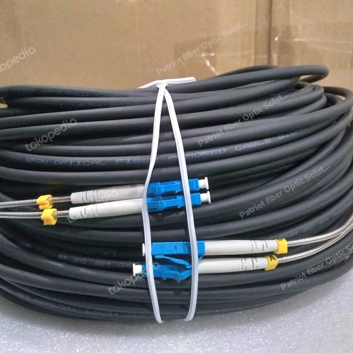 Jual Armored Fiber Optic Cable Steel 2 Core SM LC-LC Duplex 0.5mm 100 ...