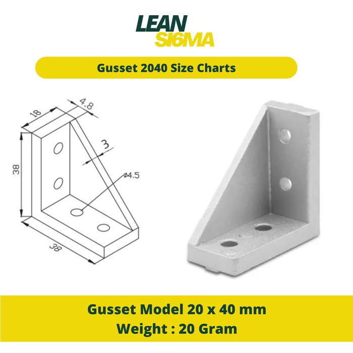 Jual Alumunium Bracket Corner Siku 2040 / Gusset corner Profile 2040 ...