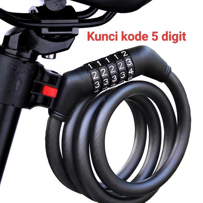 Jual Gembok Sepeda 5 Angka Digit Anti Maling Bicycle Combination lock ...