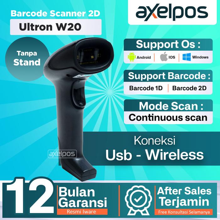 Promo Barcode Scanner Usb Wireless 1D / 2D Ultron W20 Series Cicil 0% ...