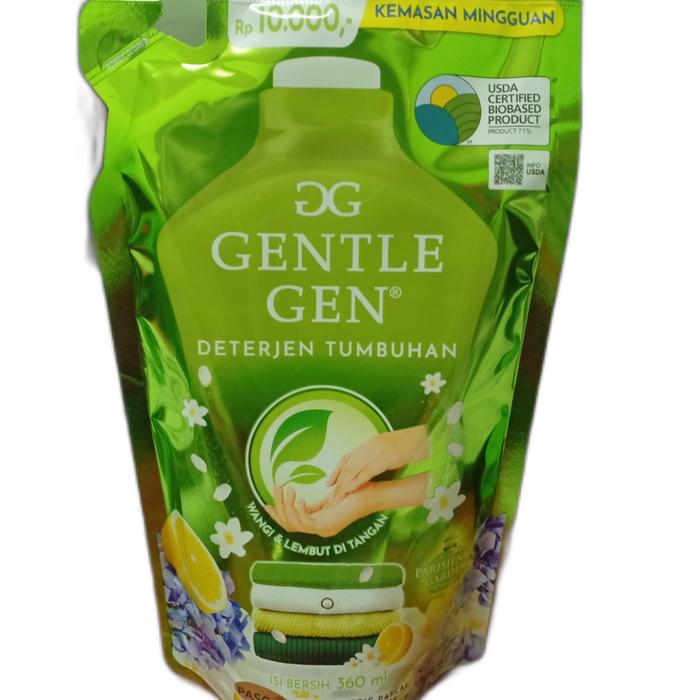 Jual Gentle Gen Deterjen Tumbuhan Cair 360ml Pouch Refill - morning ...