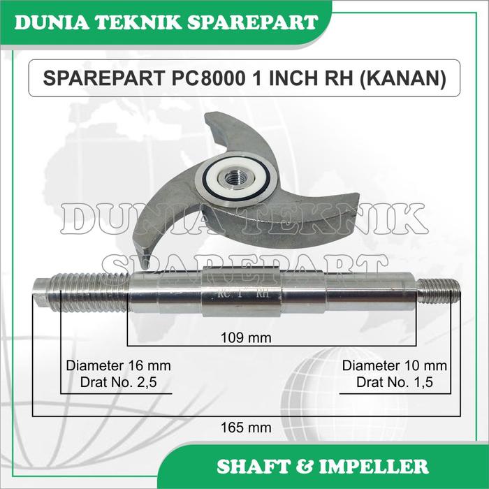 Jual Shaft dan Impeller Stainless Pompa PC8000 1 inch RH (Putaran Kanan ...