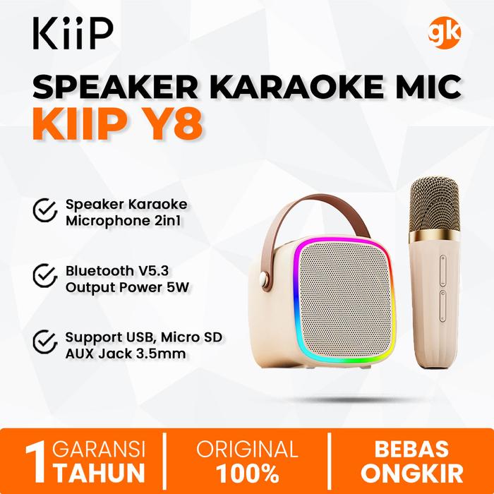 Jual KIIP Y8 Speaker Karaoke Microphone Bluetooth Wireless RGB Portable ...