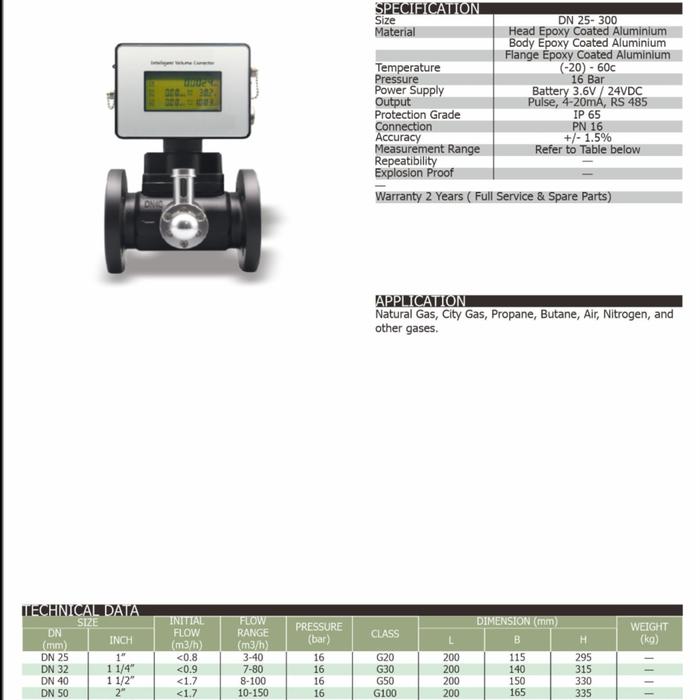 Jual FLOW METER SHM GAS TURBINE DN50 Natural GAS, Nitrogen (2 Inch ...