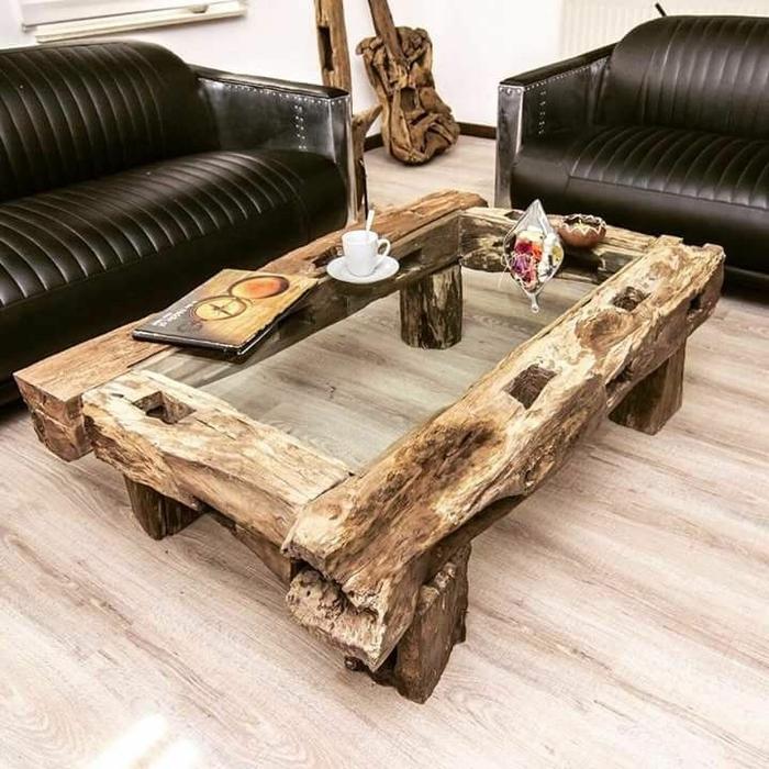 Jual meja tamu kaca dan kayu, meja retro kayu recycle - Kab. Jepara ...