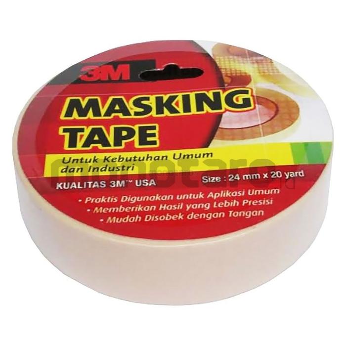 Jual Original 3M Lakban Kertas Masking Tape Ukuran 1 Inch 24mm x ...