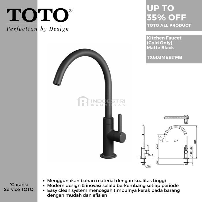 Jual Kran Sink TOTO TX603MEB#MB Matte Black / Kran Cuci Piring Black ...