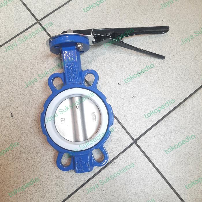 Jual Butterfly Valve Cast Iron Seat PTFE Teflon 4" inch DN100 Lever ...