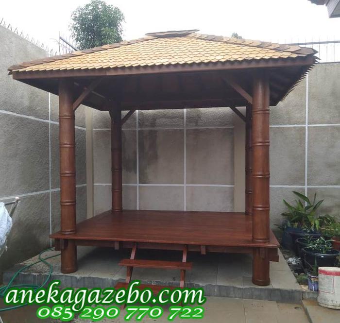 Jual Gazebo Taman Model Tiang Motif Bambu Atap Sirap Kayu Ulin - Kab ...