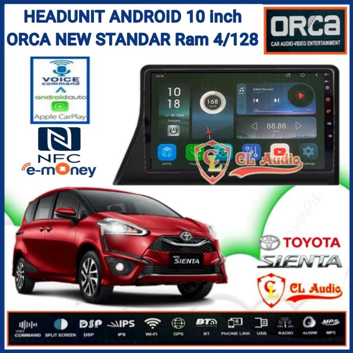 Jual Head Unit Android ORCA 10 Inch OEM Toyota Sienta 2017 Up Soket Pnp ...