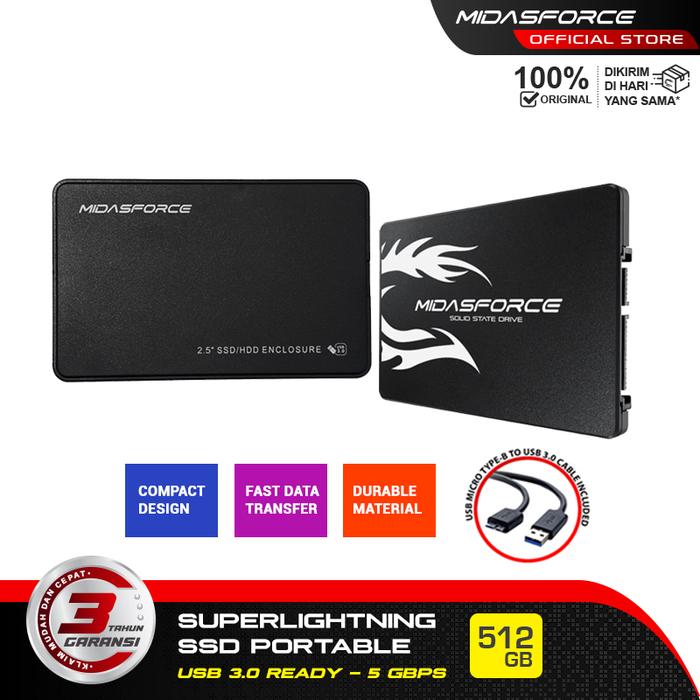 Jual ssd portable midasforce eksternal 512GB garansi 3 tahun - Jakarta ...