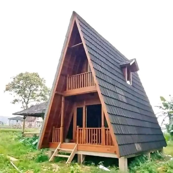 Jual Rumah Segitiga / Villa Minimalis 2 Lantai / Cottage Kayu Jati ...