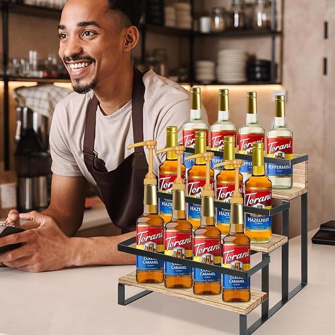 Jual Coffee Syrup Rack Organizer 3 Tier Syrup Bottle Holder Stand ...