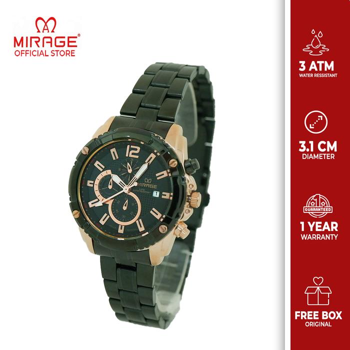 Promo Mirage Jam Tangan Analog Wanita Sporty 8714 L Elegant Hitam ...