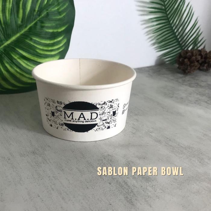 Jual Sablon Custom Paper Bowl 360 ml Sablon Rice Bowl 1 Warna Sablon ...