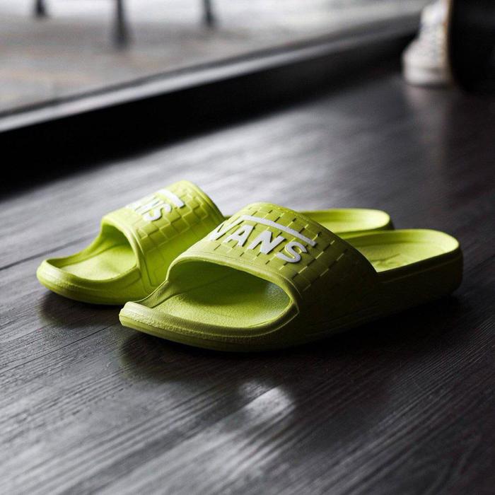 Jual Original Vans Slide On Slipper Checkerboard Embosh Lime Green - 41 ...