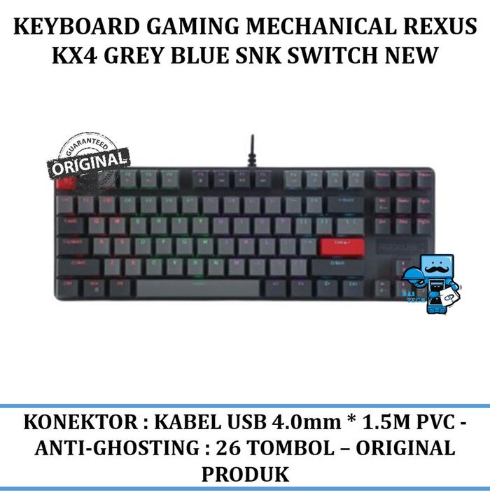 Jual Keyboard Gaming Mechanical Rexus Kx4 Grey Blue Snk Switch New ...