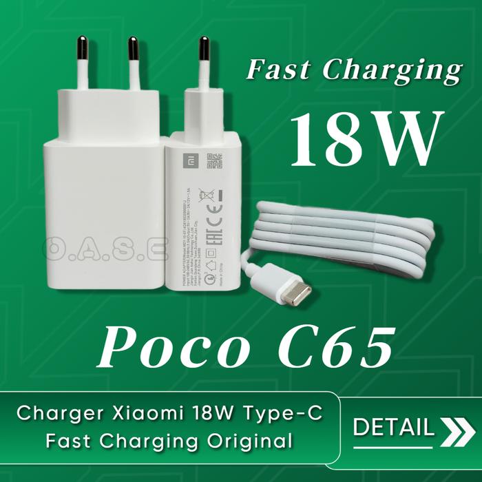 Jual Charger Xiaomi Poco C65 Original Fast Charging USB Type C 18W ...