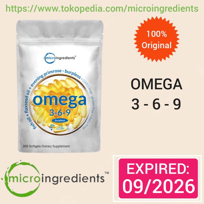 Jual Micro Ingredients Omega 3 - 6 - 9 Asli Isi 300 Softgels Original ...