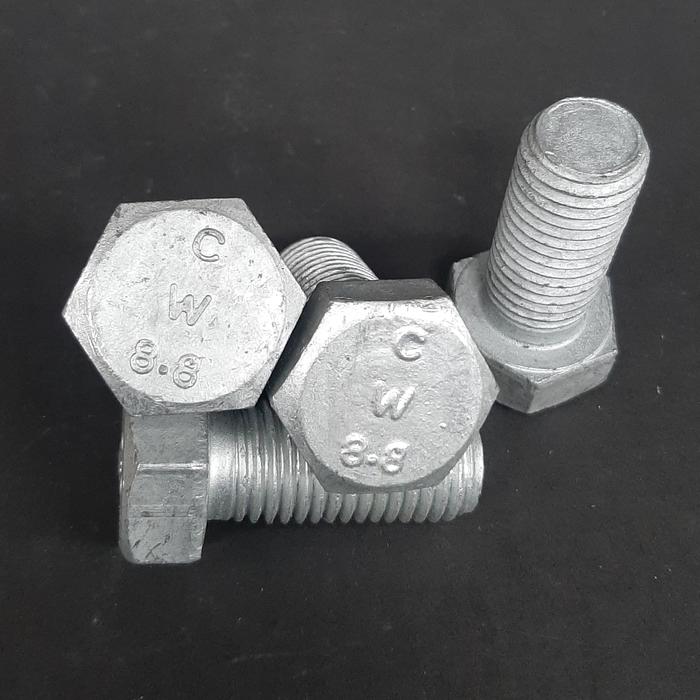 Jual Baut Mur+Ring PLAT+Ring PER 8.8 HDG M20X45 Half Drat, Hotdip Galvanis - Kab. Tangerang ...