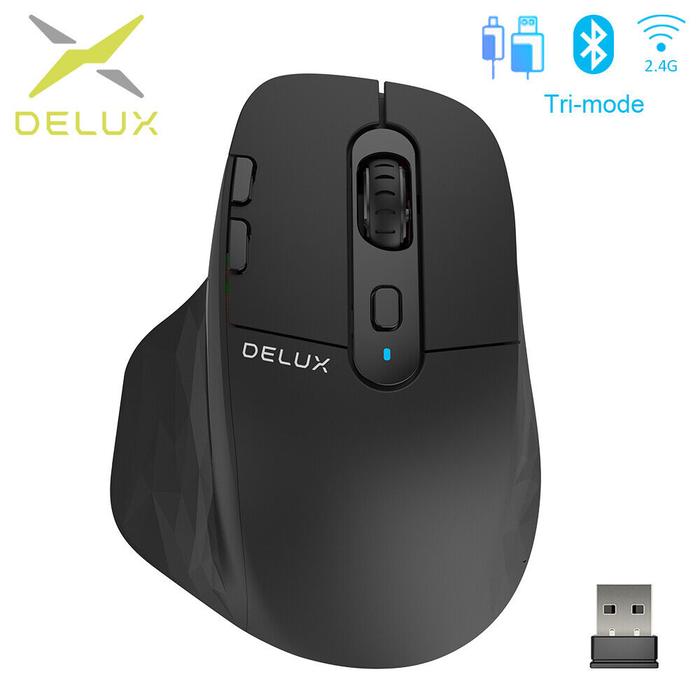 Jual Delux M912 Bluetooth Wireless Wired Mouse 3 Mode With OLED Screen - Jakarta Timur ...