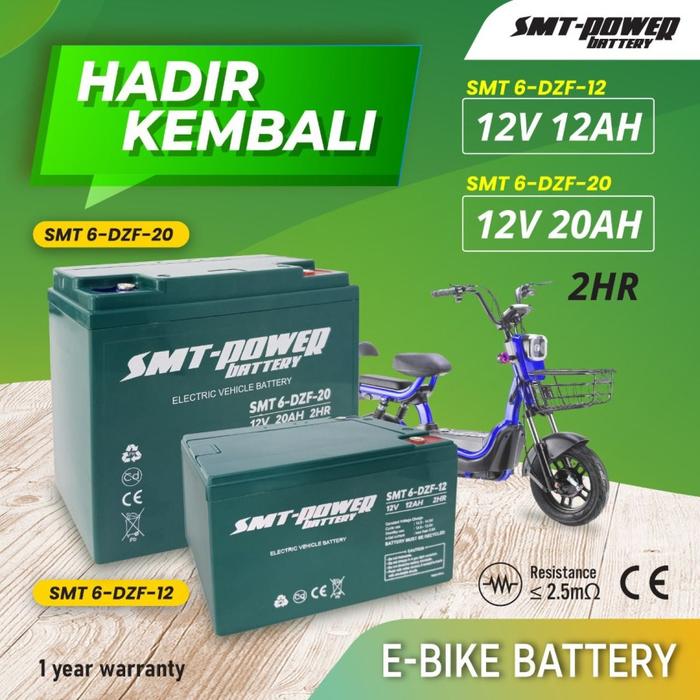 Jual SMT DZF20 BATERAI AKI KERING Sepeda Listrik 12V 20AH 2HR SMT POWER ...