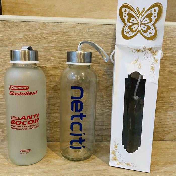 Jual Botol minum kaca 420ml souvenir grosir promosi kampanye wedding ...