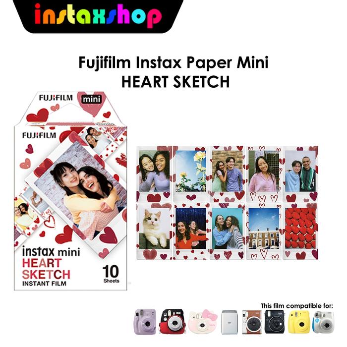 Jual Fujifilm Instax Mini Film Heart Sketch Paper Motiif Refill Instax ...