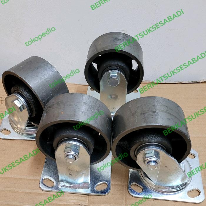 Jual Roda besi 4 in heavy duty, 1 set putar dan tetap - Jakarta Barat ...