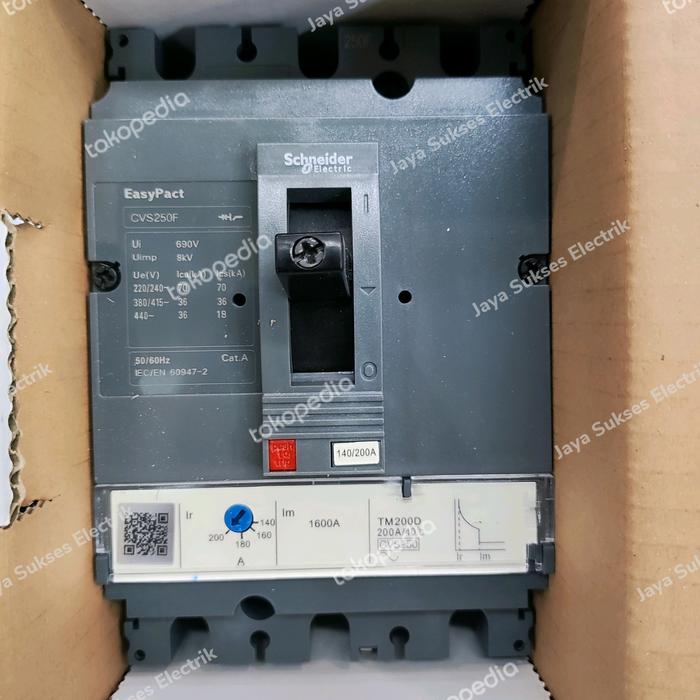 Jual MCCB CVS250F 3P 200A 36KA Adjustable 140-200A LV525332 Schneider ...