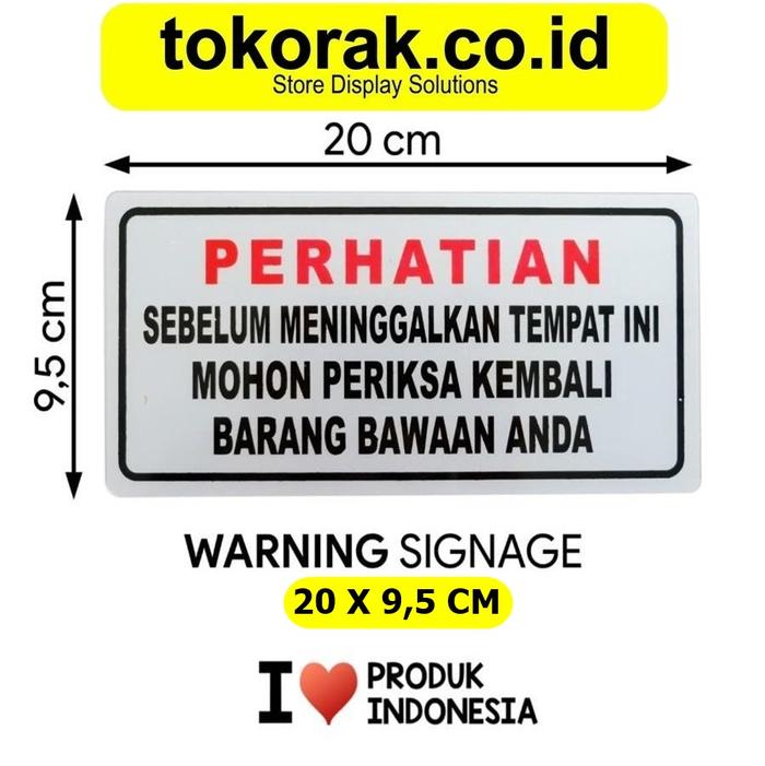 Jual SIGNAGE PERHATIAN SIMBOL LOGO PERINGATAN PERIKSA KEMBALI BARANG ...