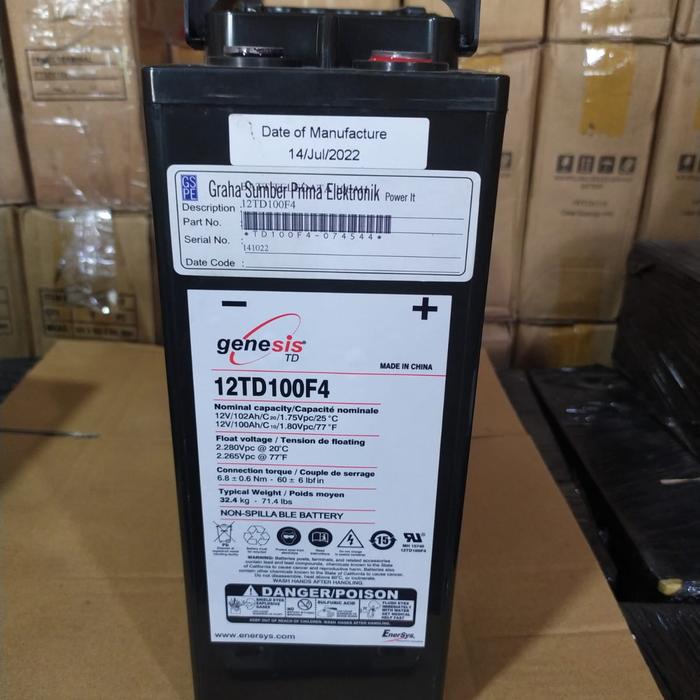 Jual BATTERY VRLA GENESIS 12TD100F4 12 volt 100 ah like new Made in ...