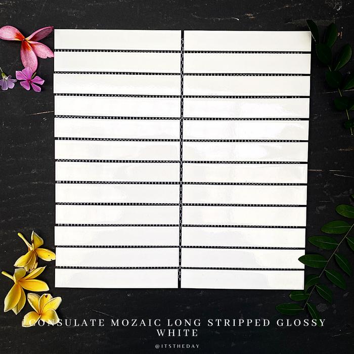 Jual Mosaic Pottery Long Striped White Glossy Mozaic Import Consulate ...