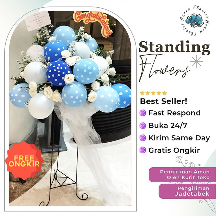 Jual Standing Flower Balon Congratulation Biru - Jakarta Barat - Azura ...