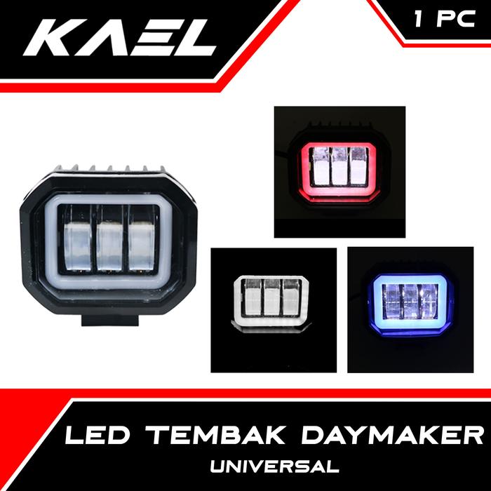 Jual Lampu LED Tembak Daymaker Motor Bulat Kotak 2 3 Lensa Biru Merah ...