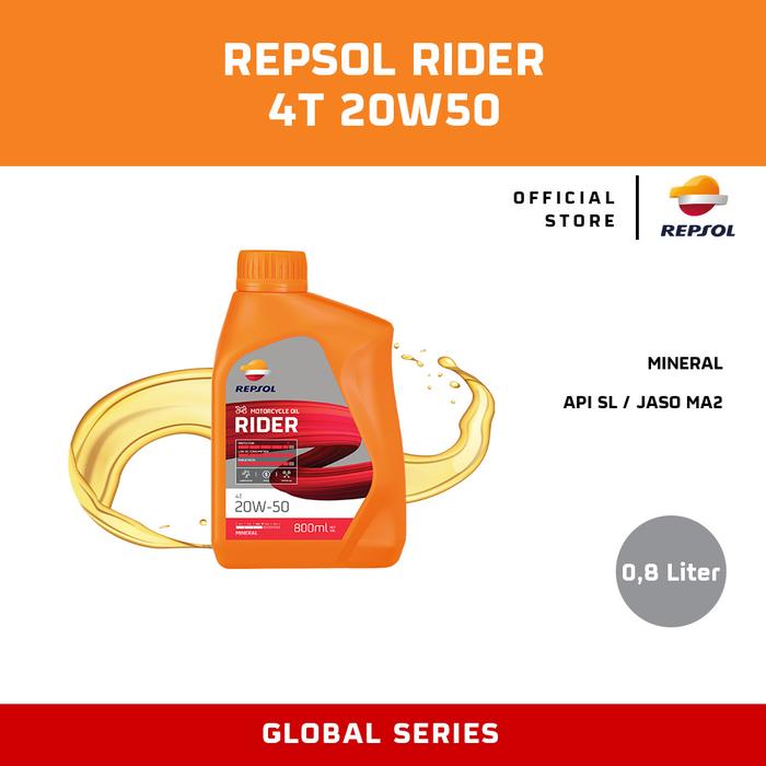 Promo Oli Motor Repsol Rider 4T 20W-50 Pelumas Mesin Terbaik - 0,8L ...