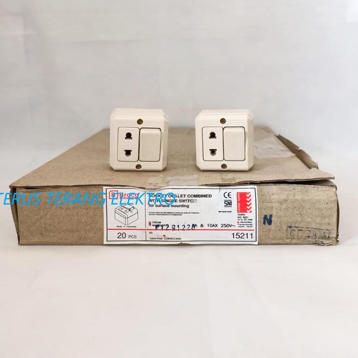 Jual Saklar engkel + Stop kontak(Colokan) Outbow/permukaan Broco Cream ...