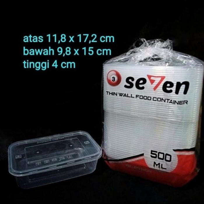 Jual thinwal 500 ml rectangle merk seven / food container persegi ...