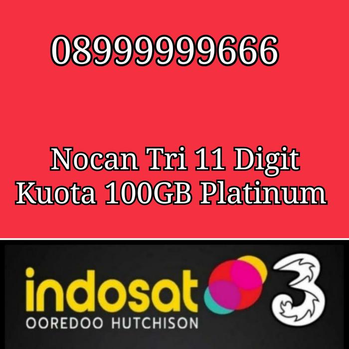 Jual NOCAN Nomor Cantik 11 Dgt 08999999 Kartu Perdana Tri Three Kuota 100GB - Kab. Bandung - Zip ...