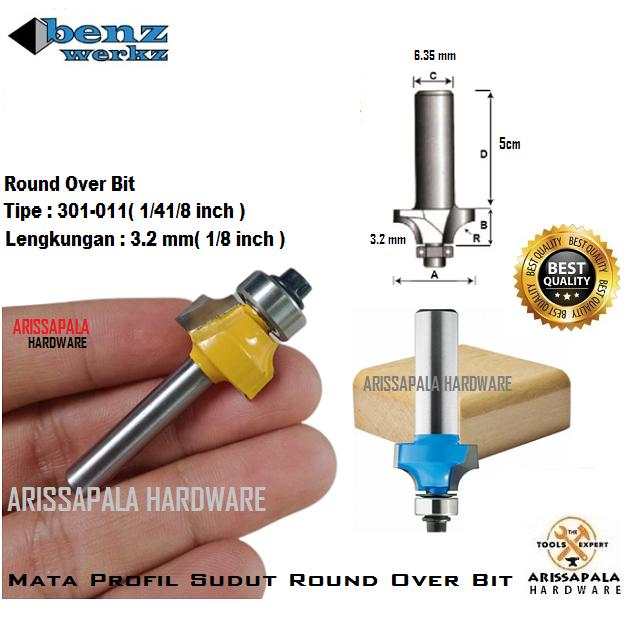Jual Mata Profil Sudut Round Over Bit Mata Router Trimmer Sudut ...