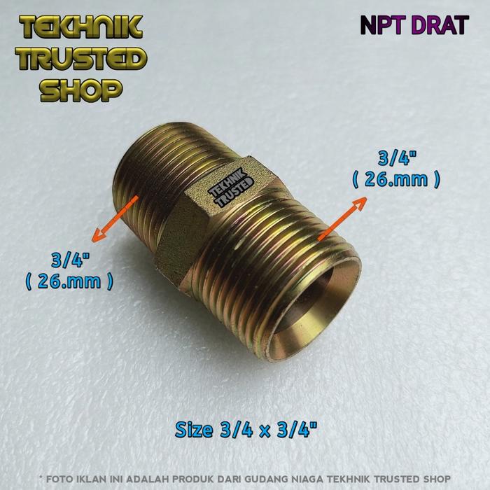 Jual Double nepel NPT Male MB 3/4 x 3/4" MB Drat luar conector pipa BESI - Kab. Bekasi - TEKHNIK ...