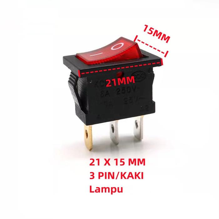 Jual Saklar Lampu 21*15mm 3 Pin/Kaki Saklar/Rocker Switch Lampu On/Off ...
