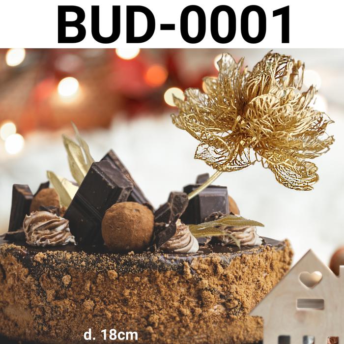 Jual BUD-0001 Cake topper hiasan kue bunga palsu artificial mawar rose emas - Jakarta Timur ...