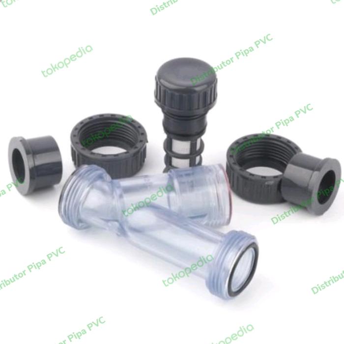Jual RECOMMENDED Y STRAINER CLEAR DOUBLE UNION PVC 1/2 INCH FITTING PVC ...