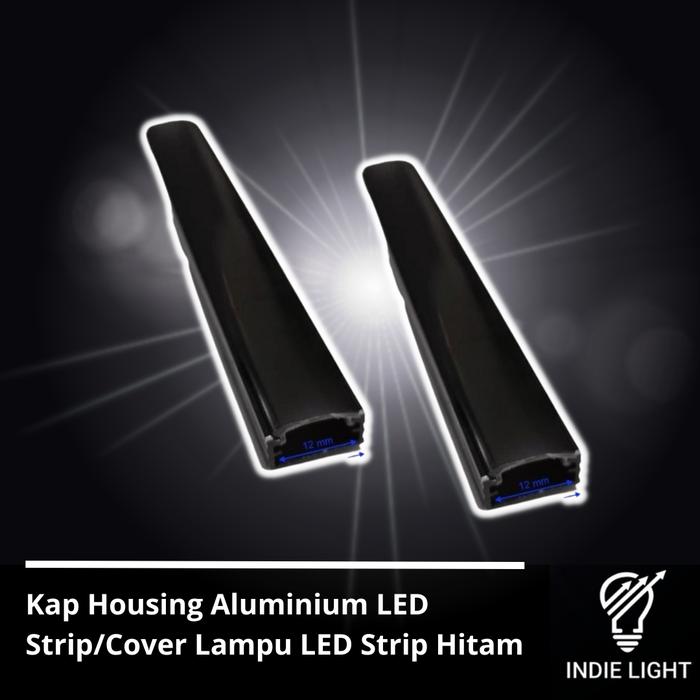Jual Kap Housing Aluminium LED Strip / Cover Lampu LED Strip Hitam 1 ...